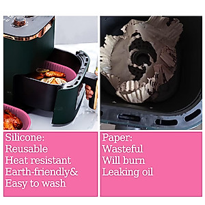 Air Fryer Silicone Liners 9 inch for 5 to 9 QT, 4 Pack Reusable Square Airfryer Basket Bowl Tray Insert Deep Fryer Parts&Accessories (4, 9 inch)