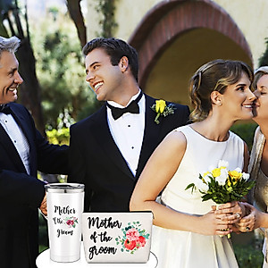 Mother of The Groom Gifts Mother of The Bride Tumblers Mug Makeup Bags Mother Cosmetic Bags Mother Jewelry Tray Ceramic Jewelry Holder Dish Trinket Box for Mom Engagement Party (Mother of The Groom)