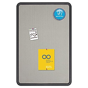 Quartet Bulletin Board, Fabric, 3 x 2 Feet, Office Bulletin Boards, Contour Gray Plastic Frame (7693G)