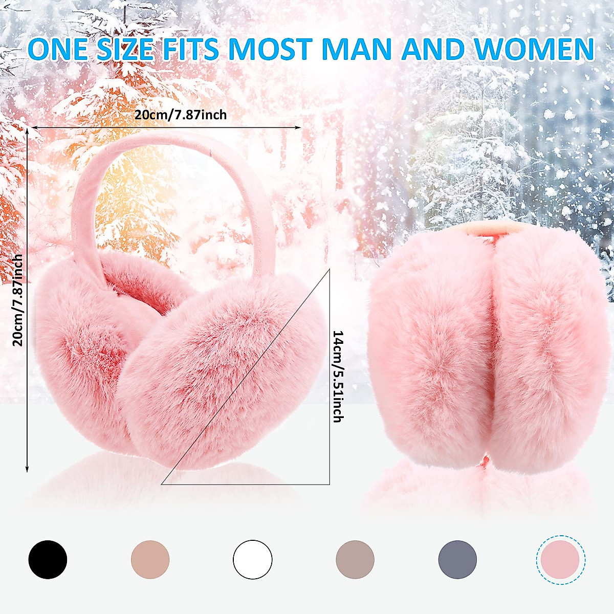 Yahenda 6 Pcs Winter Ear muffs Fluffy Faux Fur Warm Earmuffs Fuzzy Foldable Women's Earmuffs Cute Adjustable Outdoor Ear Warmers Women Girls Winter Earmuffs, 6 Colors