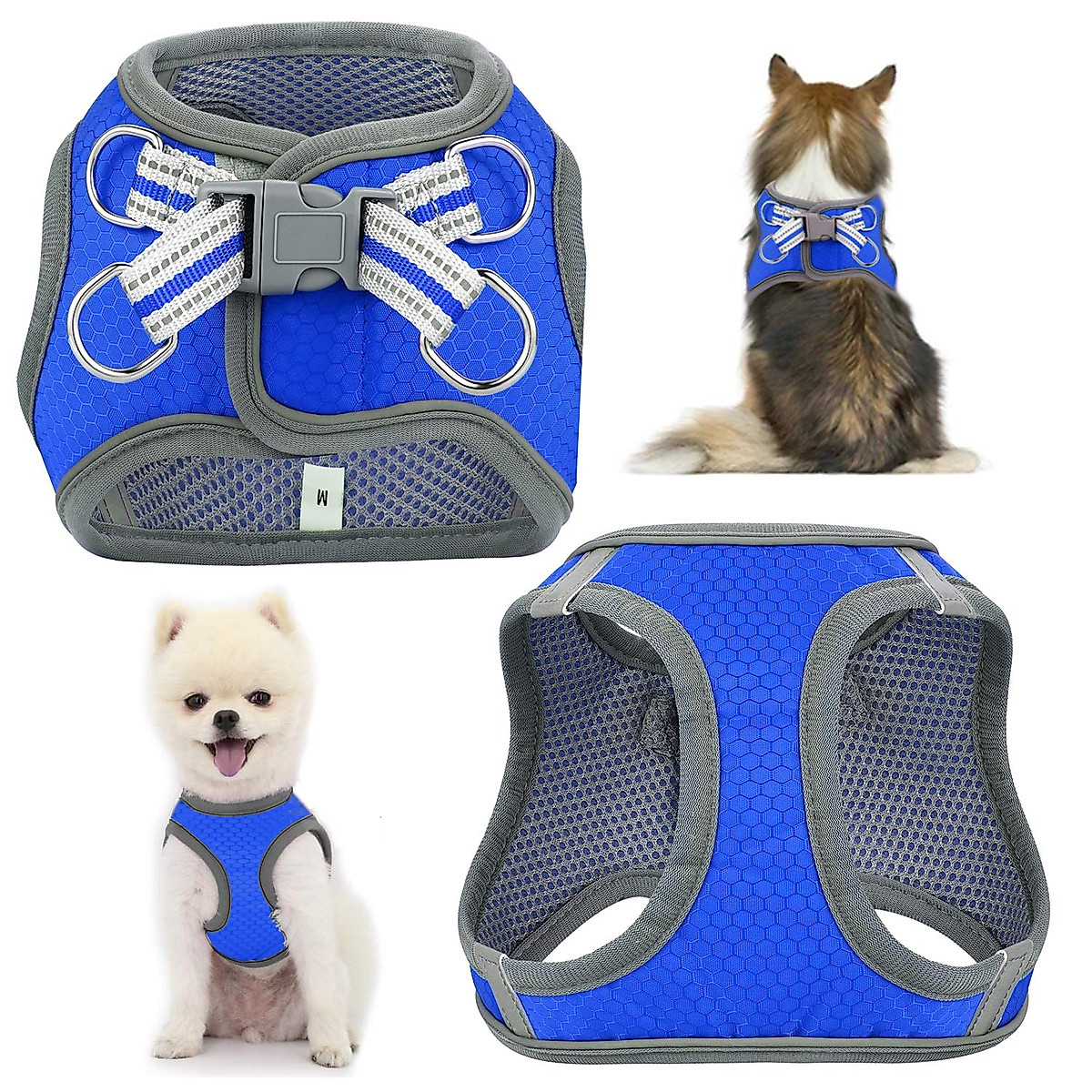 JSXD Small Dog Harness,Puppy Harness,Adjustable Leash and Collar Set for Small Dogs,Step-in Dog Harness,3M Reflective Pet Dog Vest for Small Medium Puppy