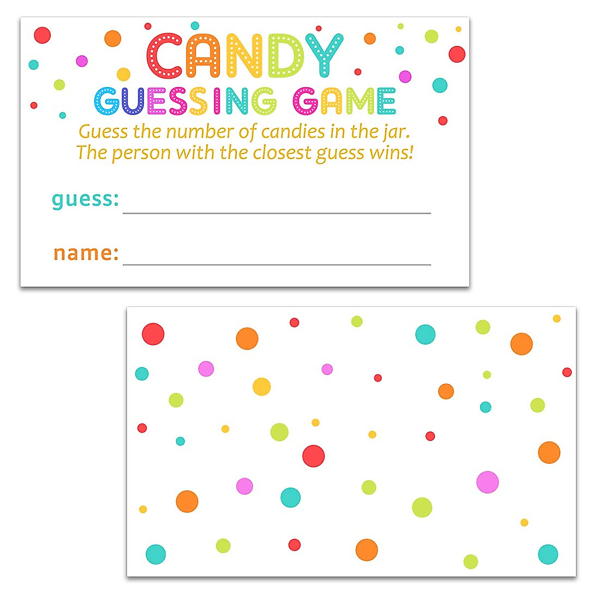 Yangmics Direct 60 Candy Guessing Game Cards - Guess How Many in the Jar Game Tickets-Baby Shower Party Collection