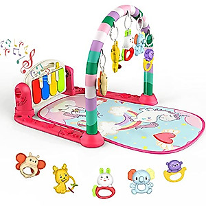 Baby Play Mat Baby Gym,Play Piano Tummy Time, Activity Center for Baby,Baby Toys,Infant Baby Play Mat with Music&Lights, Boy & Girl Gifts for Newborn Baby Toddler 0 to 3 6 9 12 Months(Pink)…