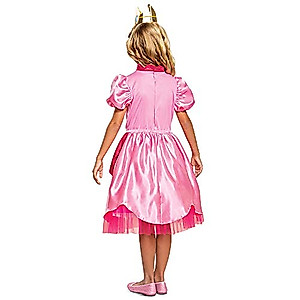 Disguise Princess Peach Costume Dress, Nintendo Super Mario Bros Classic Dress Up Outfit for Girls, Kids Size Pink Medium (7-8)