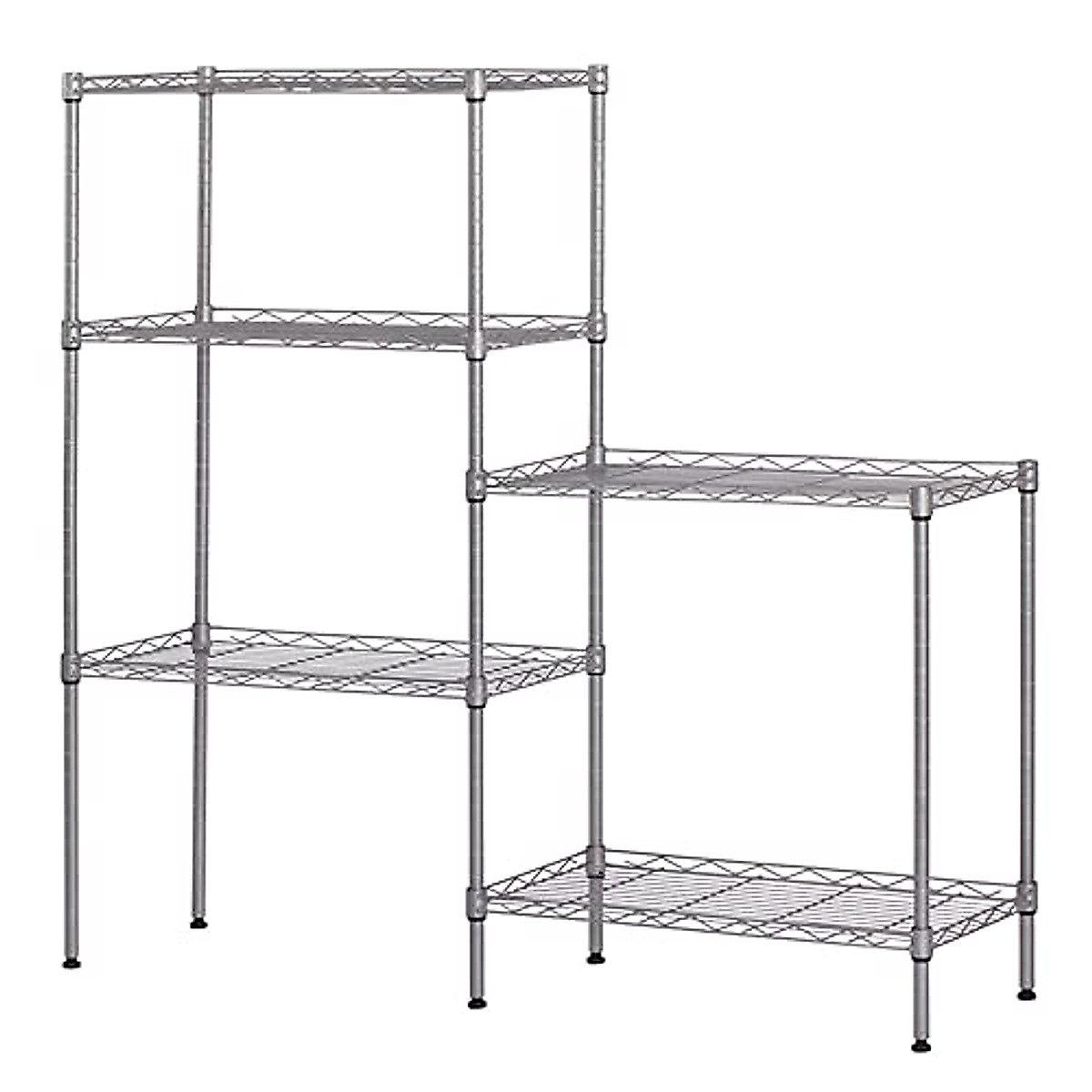 Karl home 5 Tier Wire Shelving Unit Height Adjustable Storage Metal Shelf, Heavy Duty Garage Rack for Office, Kitchen, Laundry (21.3" L x 11.4" W x 59.1" H, Silver)