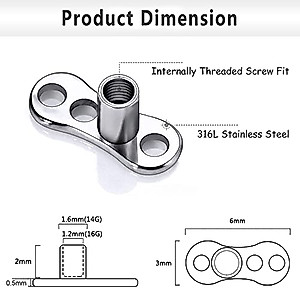 BodyAce 16g Crystal Micro Dermal Tops, Stainless Steel Dermal Base, Rose Gold Dermal Anchor Tops for Women Men, Skin Piercing Tops 3mm 4mm Dermal Piercing Jewelry (D Set:28Pcs(4mm))