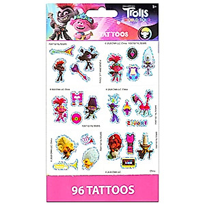 Dreamworks Studios Trolls World Tour Temporary Tattoo Set for Kids - Trolls Party Favors Bundle with 192 Temporary Tattoos For Goodie Bags and