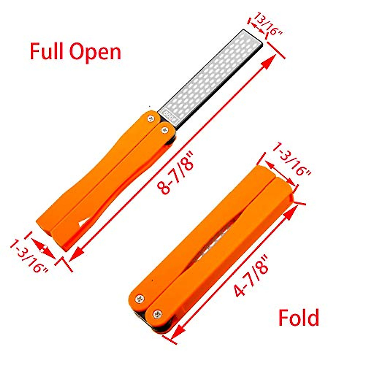 OSFTBVT Diamond Knife sharpener Pocket Sharpening Stone #400/600 Double Sides Folding Portable Orange - 1pcs