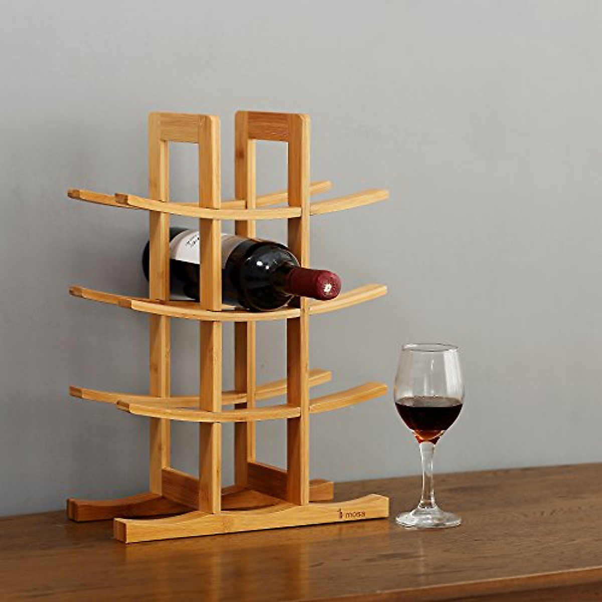 Mosa Natural Bamboo 12 Bottle Wine Rack (11.8" X 5.7" X 16.3"), Wood Wine Rack Countertop Wooden Wine Accessories