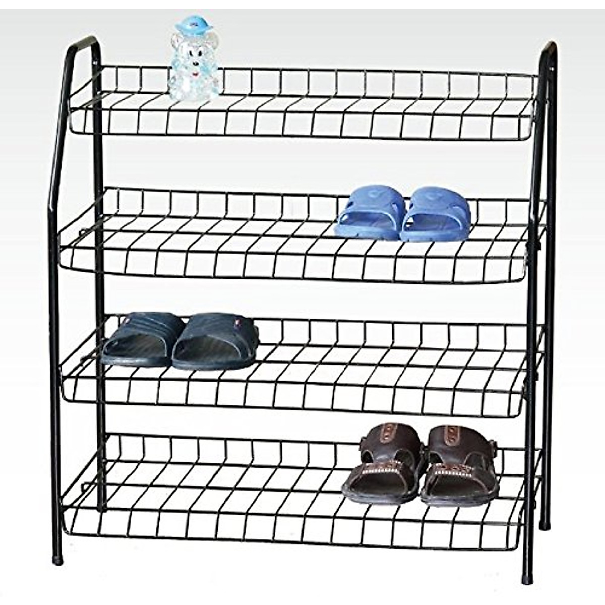 Uniware 4-Tier Metal Shoe Rack Home Portable Closet Storage Organizer Cabinet Shelf,Free Standing (Black)