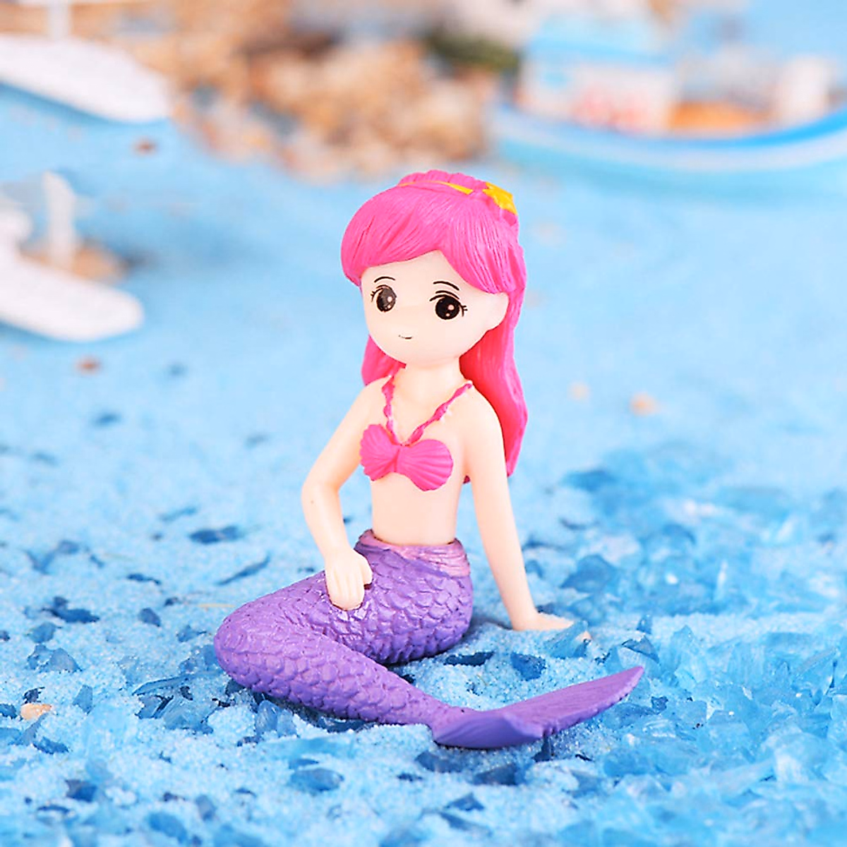 Healifty 4pcs Fairy Garden Miniature Artificial Mermaid Fairy Figurine Micro Landscape Aquarium Decoration Miniature Mermaid Ornaments for Home Fish Tank Decoration