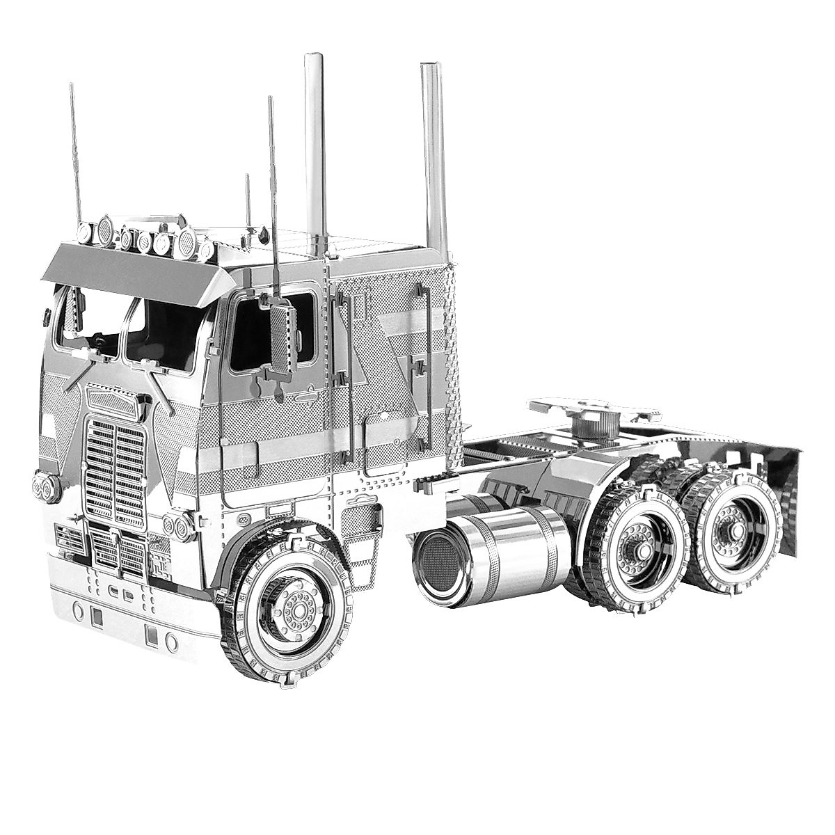 Fascinations Metal Earth 3D Metal Model Kits Freightliner Set of 4 - Long Nose Truck - COE Truck - Dump Truck - Snow Plow