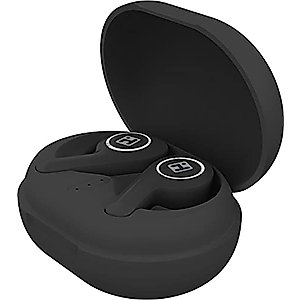 iHome XT-60 True Wireless Earbuds with Rechargeable Travel Case, Bluetooth Earphones with Microphone and Touch Control, Black