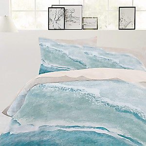Queen Duvet Cover Set - Summer Beach 4 Pcs Comforter Cover Set, Aqua Sea Waves Coastal Bedding Sets with Zipper Closure, Ocean Nautical Seaside Microfiber Bed Sheet Soft Quilt Cover 2 Pillow Shams