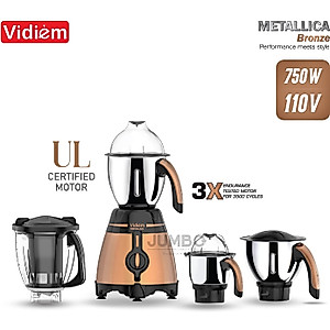 Vidiem BRONZE Stainless Steel Jars with Juice Extractor 750 Watts,110 volts with Free Service Kit included