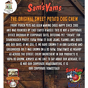 Sams Yams Sweet Potato Dog Treats, Healthy Dog Treats for Large Dogs - Sweet Potato Dog Treats Made in USA, High Fiber, Vegan Dental Chews - Big Boyz, Sweet Potato Dog Chewz, 15oz (Single Pack)