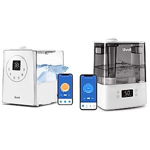LEVOIT Humidifiers, White & Humidifiers for Bedroom Large Room Home, Smart Wifi Alexa Control, 6L Top Fill Cool Mist, Gray