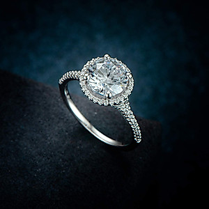 HAFEEZ CENTER 2ct True D Color VVS Moissanite Ring Moissanite Engagement Rings for Women (10 Moissanite)