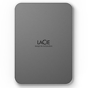 LaCie Mobile Drive Secure 2TB External Hard Drive Portable HDD - Space Grey, USB-C 3.2, for PC and Mac, Post-Consumer Recycled, with Adobe All Apps Plan and Rescue Services (STLR2000400)