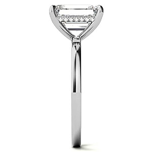 10K Solid White Gold Handmade Engagement Rings, 3 CT Emerald Cut Moissanite Diamond Solitaire Wedding/Bridal Ring for Women/Her, Minimalist Ring Anniversary Ring Gifts (8.5)