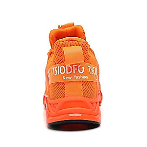TSIODFO Slip on Sneakers for Women Sport Running Orange Shoes Athletic Train Tennis Walking Shoes Ladies Gym Workout Jogging Fashion Sneaker Size 8
