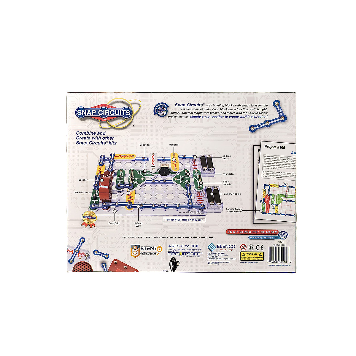 Snap Circuits Classic SC-300 Electronics Exploration Kit | Over 300 Projects | Full Color Manual Parts | STEM Educational Toy for Kids 8+ 2.3 x 13.6 x 19.3 inches