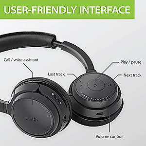 Avantree AH6B - Bluetooth 5.0 Wireless On Ear Headphones, Premium Sound, 22 Hrs Playtime, Soft Padding, Lightweight, Universal Compatible with Cell Phone, Tablet, PC, and Laptop, Black