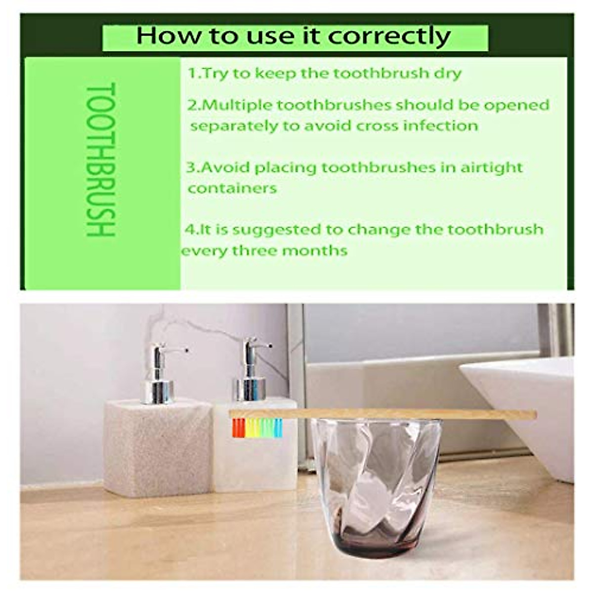 ECOPRO Kids Bamboo Toothbrush 10 Pack, Soft Bristles, Children's Toothbrushes Eco-Friendly Vegan Natural Wooden Handle Tooth Brush