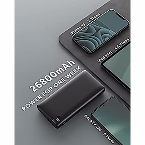 CONXWAN Power Bank 26800mAh Portable Charger 22.5W Fast Charging PD Battery Pack QC 3.0 External Backup Charger Compact Phone Powerbank Compatible with iPhone Samsung Galaxy Android