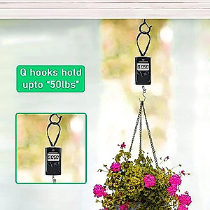 Etoolia 24 Pcs Q Hooks for Outdoor String Lights with Safety Buckle, Christmas Light Hooks and Ceiling Hooks for Hanging Plants, Screw Hooks for Hanging Wind Chimes, Patio Lights & Party Decors