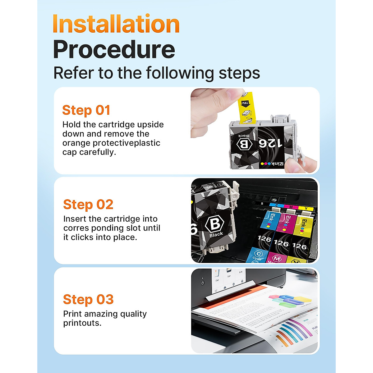 E-Z Ink (TM Remanufactured Ink Cartridge Replacement for Epson 126 T126 to use with Workforce 435 520 545 635 645 WF-3520 WF-3530 WF-3540 WF-7010 WF-7510 (6 Black,2 Cyan,2 Magenta,2 Yellow) 12 Pack