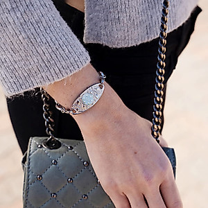 Divoti Pure Titanium Figaro Medical Alert Bracelet with Free Engraving and Lovely Filigree Tag-Red-7.0"