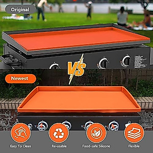 Griddle Cover Mat Full-Edge for Blackstone 36 Inch Grill, Silicone Food Grade Full-Edge Blackstone Accessories, with a Silicone Grease Cup Liner, Protect from Rust, Insects, Leaves