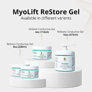 myolift 7E Wellness ReStore Conductive Gel with Bio-Active Complex - 4oz - Facial Skin Care Products with Green Tea Extract, Hyaluronic Acid, and Collagen Peptides - Anti Aging and Skin Tightening
