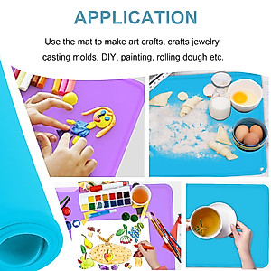 Kids Placemat for Dining Table, Baby Silicone Placemats for Kids Toddler Children Reusable Non-Slip Table Mats Baby Food Mats for Restaurant, 2Pack, Blue/Purple