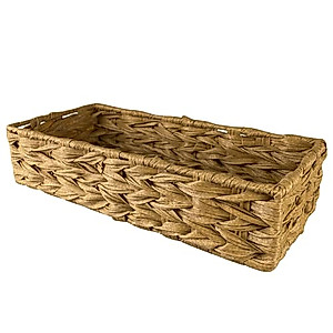 LukLoy Floating Basket Waterproof Wall Hanging Slim Woven Bathroom Baskets Over Toilet Tank with Wall Brackets for Toilet Paper Towel Organizing (Brown, Pack of 3)