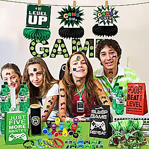 Tacobear 102 Pcs Video Game Party Favors for Kids Gamer Party Gift VIP Pass Holder Silicone Bracelet Keychain Temporary Tattoos Pinata Gift Goodie Bag Fillers Game On Themed Boys Birthday Party Supplies