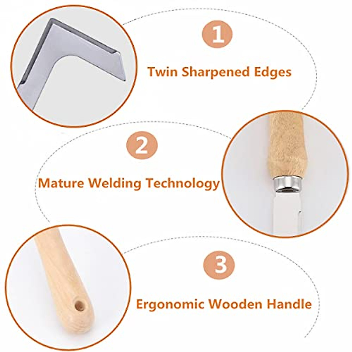 goldhik Crack Weeder, 8.7" Stainless Steel Crevice Weeding Sickle Manual Weeder Lawn Yard Garden Sidewalk Tool