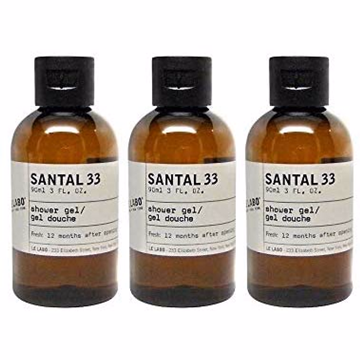 Le Labo Santal 33 Shower Gel, 9 Fluid Ounces - Set of 3, 3 Ounce Bottles