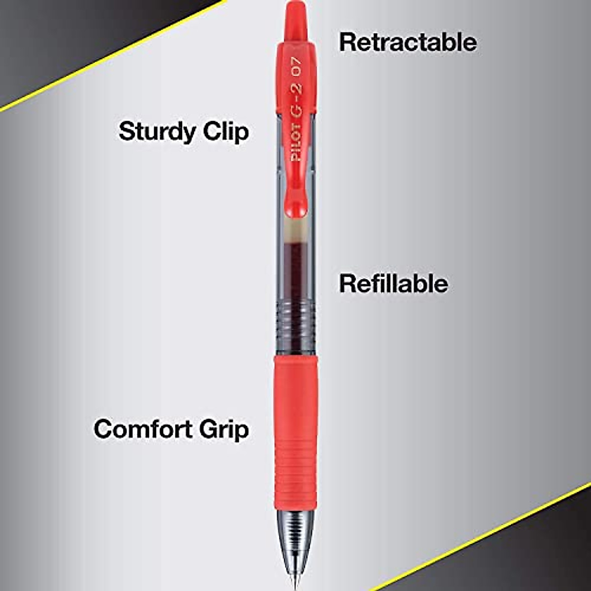 PILOT G2 Premium Refillable and Retractable Rolling Ball Gel Pens, Fine Point, Red, 8-Pack (15304)