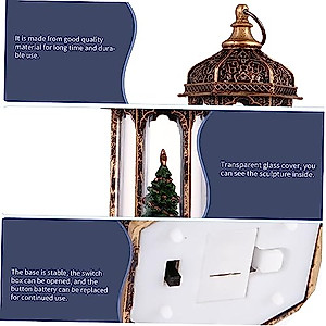 DOITOOL Christmas Lights Vintage Lantern LED Lantern Christmas Snow Globes Holiday Christmas Tabletop Lights Christmas Wind Lantern Plastic Xmas Light Vintage Christmas Light Tabletop Lamp