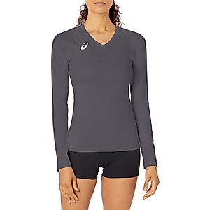 ASICS Spin Serve Volleyball Jersey Long Sleeve, Team Steel Grey, x Large