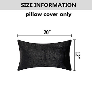 Home Brilliant Rectangle Throw Pillow Cover Faux Fur Suede Accent Decorative Spring Decorations Throw Pillows Oblong Cushion Cover for Bed, 12x20 Inch, Black