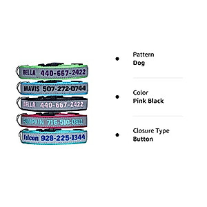 LovelyDog Embroidered Personalized ID Collar, 4 Adjustable Sizes: Extra-Small, Small, Medium, Large with Dog Name Phone#, Reflective Pet Pink Collars for Boy & Girl Dogs, X XS M L XL