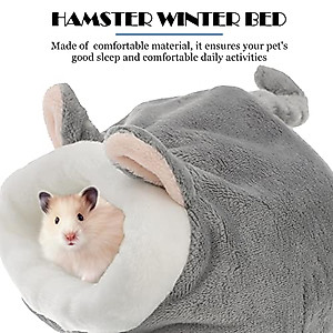 TEHAUX Mini Hamster Bed Hideouts and Houses, Cotton Mini Animal Pet Nest Cave, Cute Warm Bed for Hamster (Grey)