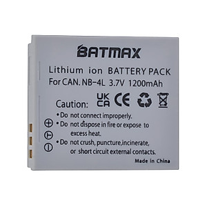 Batmax 2Pcs NB-4L Battery + LCD USB Charger for Canon PowerShot ELPH 100 HS,300 HS,SD400,SD600,SD750,SD780 is,SD960 is,SD1000,SD1100 is,310 HS,SD30,SD40,SD200,SD300