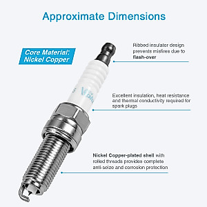 Vplus Iridium Spark Plug 4pcs 93175 LKR7DIX-11S Compatible with Hyundai Santa fe Sport 2018, 2012 Kia Soul,2015 Honda Civic Si 1.8L 2.4L 3.0L 3.3L 3.5L 3.6L 3.8L L4 V6 Engine