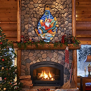 Air Plainer Santa Christmas Wooden Ornaments Set of 2 by G. DeBrekht 8116 - Designocracy