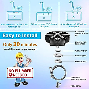 Kitchen Sink Glass Rinser,Cup Cleaner for Sink,Automatic Sink Bottle Washer,High Pressure Cup Baby Bottle Washer Sink Attachment Metal Black,Faucet Glass Cleaner for Home Bar Cup Sprayer for Sink