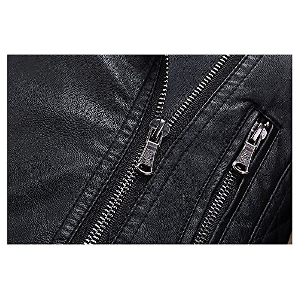 LJYH Boys Girls Fashion Collar PU Leather Jackets Kids Black Outdoor Zipper Coats 7/8yrs